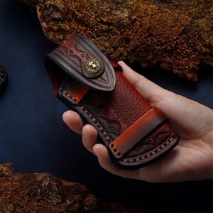 DONGKER Leather Snap Knife Holder, Folding Knife Holster Cowhide Knife Sheath for Most Knives Daggers