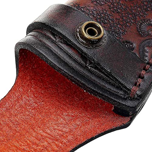 DONGKER Leather Snap Knife Holder, Folding Knife Holster Cowhide Knife Sheath for Most Knives Daggers