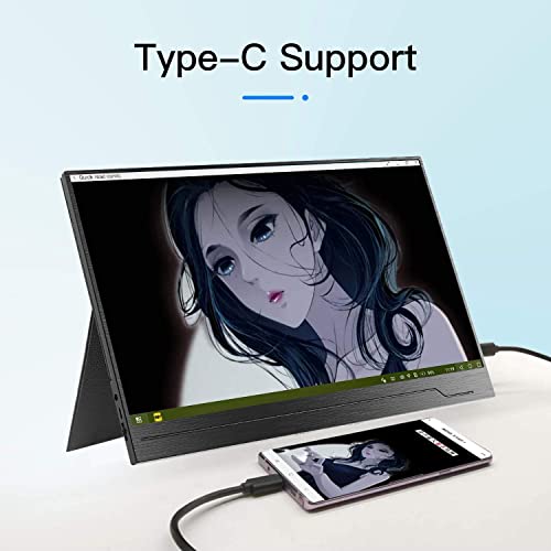 Portable Monitor 1920x1080 Display 15.6-inch Super Thin IPS Gaming Screen USB-C for Laptop Computer Mac Phone HDMI,PS4 Xbox,Nintendo,Raspberry pi, with Leather Case