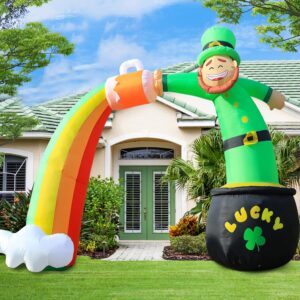 DomKom St Patricks Day Inflatable Decorations,7ft Giant Leprechaun Rainbow Arch with Gold Coin Pot,Built-in Bright LED Lights,in/Outdoor Lucky Day Holiday Lawn,Yard,Garden,Patio Décor