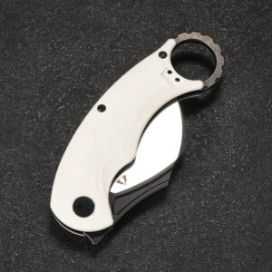 CMB Made Knives Falcon Folding Karambit Japan AUS-10 Steel G10 Handle Tactical Survival Camping Outdoors Pocket Knife CMB-C01W (White)