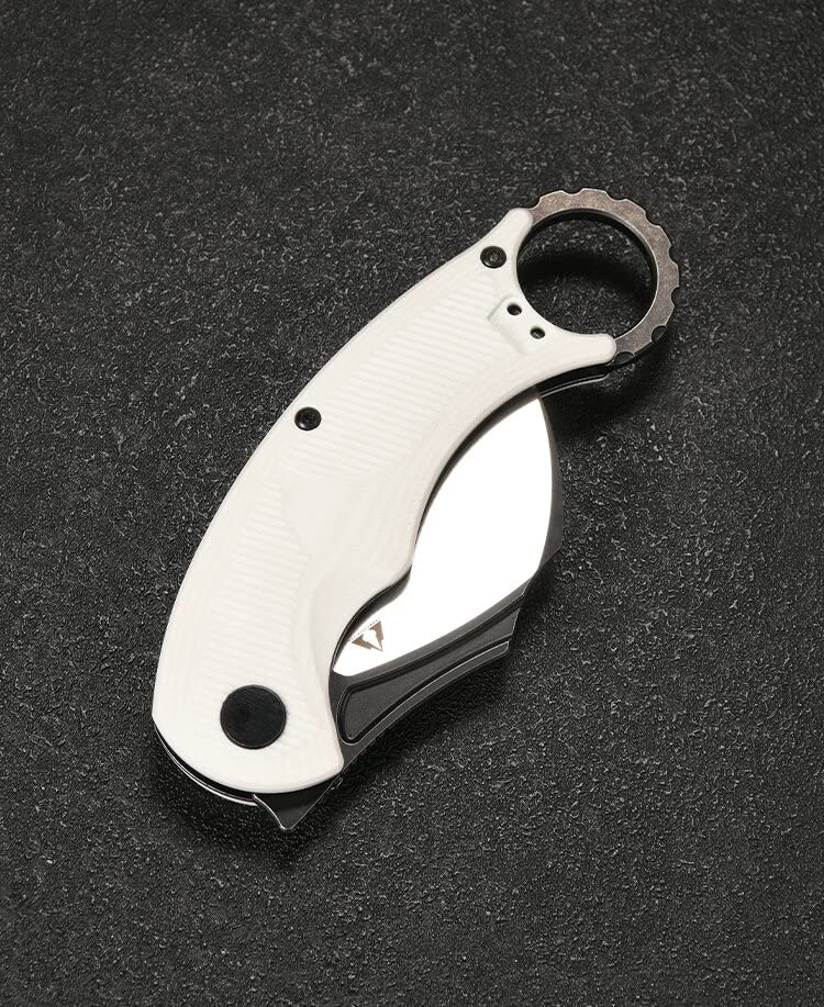 CMB Made Knives Falcon Folding Karambit Japan AUS-10 Steel G10 Handle Tactical Survival Camping Outdoors Pocket Knife CMB-C01W (White)