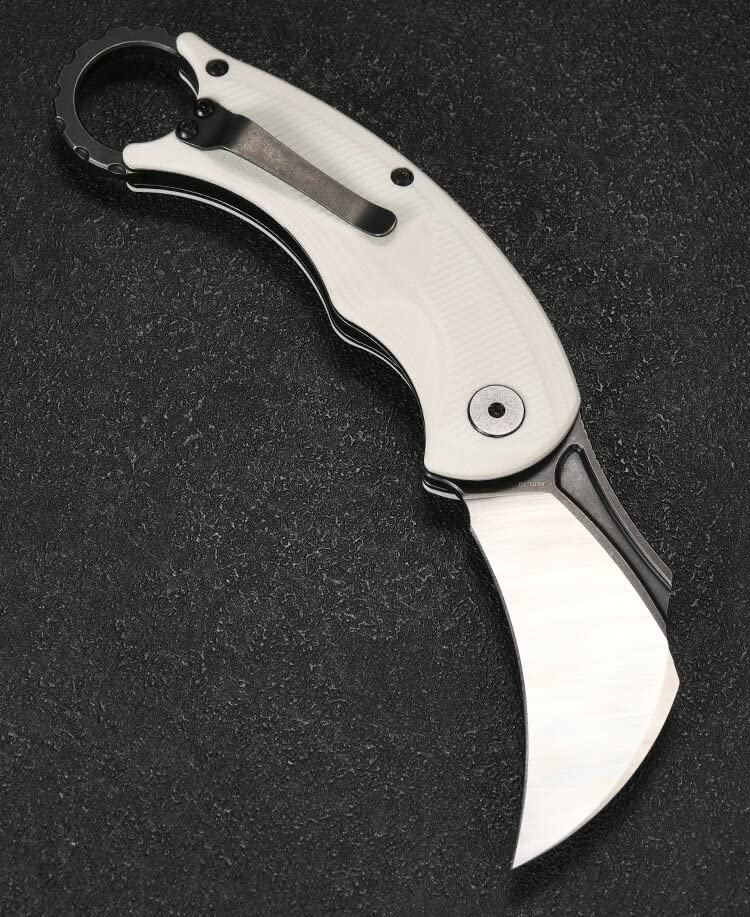 CMB Made Knives Falcon Folding Karambit Japan AUS-10 Steel G10 Handle Tactical Survival Camping Outdoors Pocket Knife CMB-C01W (White)