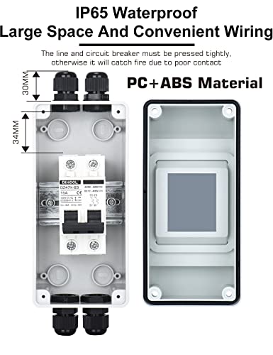 DIHOOL 15 Amp Circuit Breaker Box Cover, DC Disconnect Solar Panel Switch