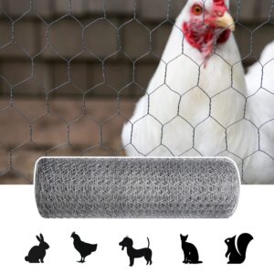 Chicken Wire, 2 Rolls of 15.7“ ×393.7” Chicken Wire Net for Craft, Chicken Wire Fence Mesh with Plier, Protective Gloves, Cable Zip Ties for Crafts Garden Poultry Chicken Coops Rabbit Rodent Cage