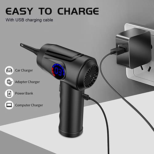 JIAN BOLAND Compressed air Duster - no Canned air Duster - Good Replacement for Compressed Air Can - Electric air Duster 4-Gears 51000 RPM - 6000mAh Reusable - LED Display