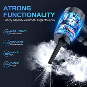 JIAN BOLAND Compressed air Duster - no Canned air Duster - Good Replacement for Compressed Air Can - Electric air Duster 4-Gears 51000 RPM - 6000mAh Reusable - LED Display