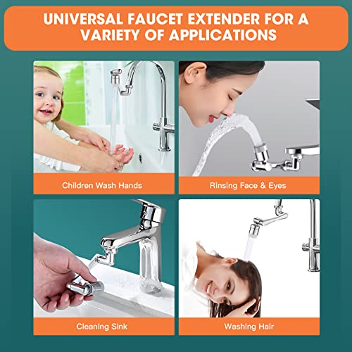 1080° Swivel Faucet Extender-Rotatable Multifunctional Extension Faucet with 2 Water Outlet Modes,1080 Swivel Faucet Aerator, Universal Rotating Splash Filter Faucet for Kitchen Bathroom Sink