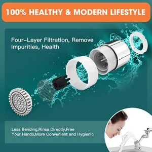 1080° Swivel Faucet Extender-Rotatable Multifunctional Extension Faucet with 2 Water Outlet Modes,1080 Swivel Faucet Aerator, Universal Rotating Splash Filter Faucet for Kitchen Bathroom Sink