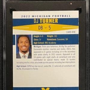 Dj Turner Signed #98 Michigan Wolverines Valiant Mden Card Isa Witnessed - NFL Autographed Football Cards