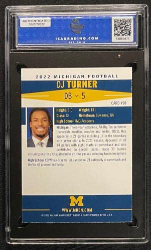 Dj Turner Signed #98 Michigan Wolverines Valiant Mden Card Isa Witnessed - NFL Autographed Football Cards