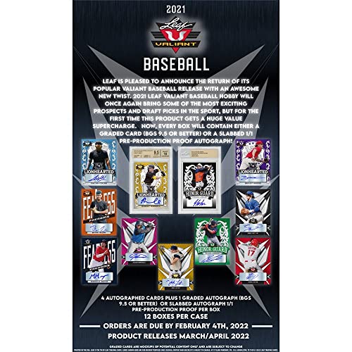 2021 Leaf Valiant Baseball box (5 cards/bx)