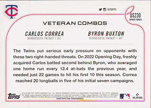 2022 Topps Update #US230 Byron Buxton/Carlos Correa NM-MT Minnesota Twins Baseball