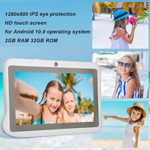 Kids Tablet, HD Tablet with Dual Camera US Plug 100-240V 2GB RAM 32GB ROM ABS Game Case (US Plug)