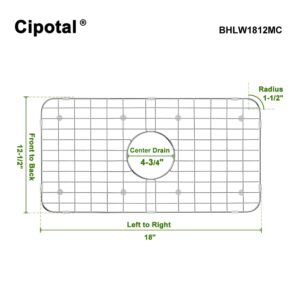 CIPOTAL 18.1 in. x 12.6 in. Centre Drain Sink Protector with Supersoft Silicone Feet in 304 Grade Stainless Steel