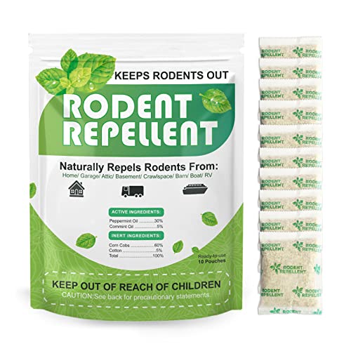 Cadorabo Mice Repellent for House, Peppermint Oil to Repel Mice and Rats, Squirrel Repellent Rodent Deterrent for Indoor Attic RV Garage Basement 10 Mouse Repellent Pouches