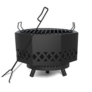 fire pit set, bonfire fire pit, fire pit bowl, wood burning brazier for outside outdoor small bonfire pit steel firepit bowl for patio camping backyard deck picnic porch (s-black)