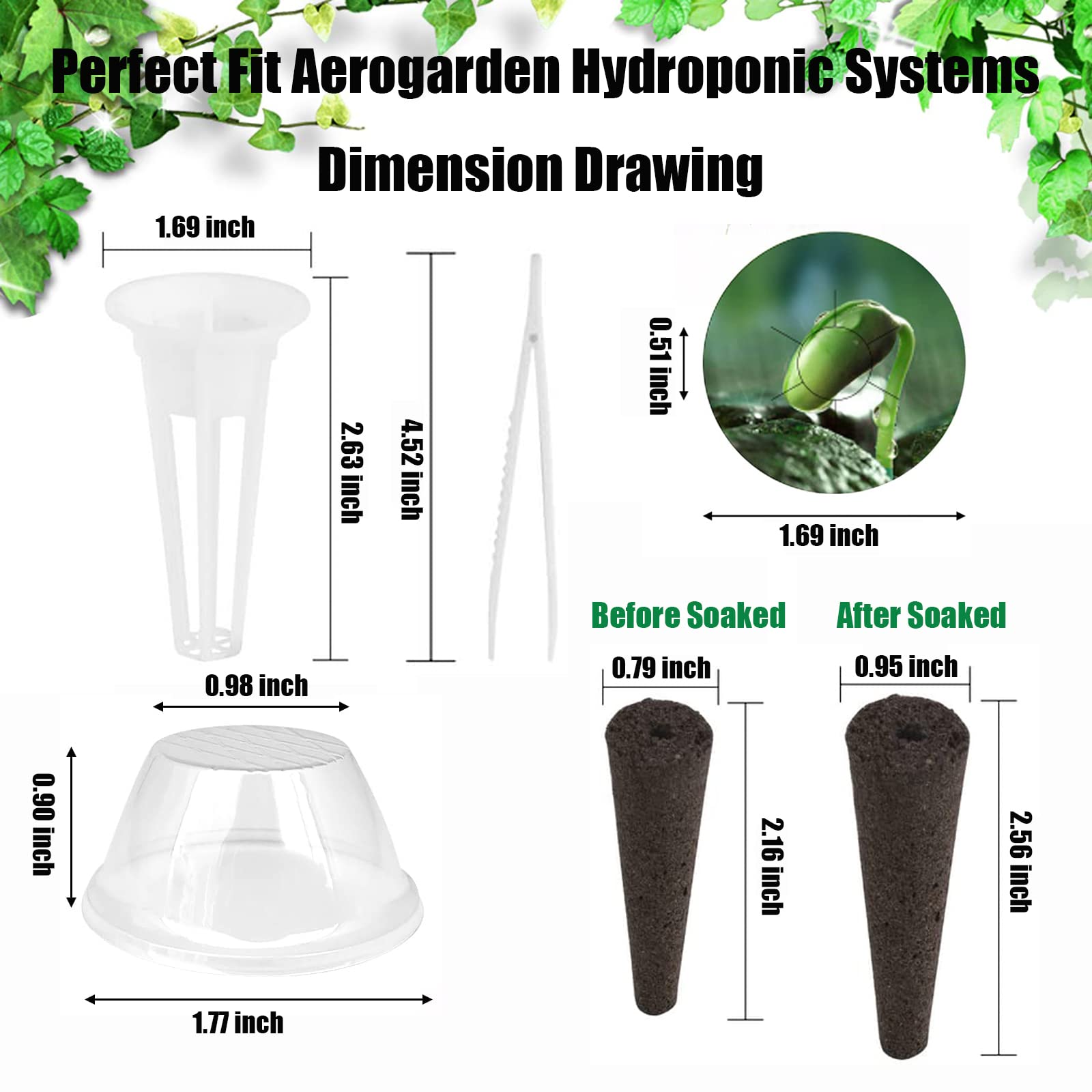 cmoealh 121 Pcs Seed Pod Kit for AeroGarden,Growing System Sponges Grow Anything Hydroponics Supplies Rapid Rooter,with 30 Grow Sponges,30 Grow Baskets,30 Pod Labels,30 Grow Domes,1 Tweezers