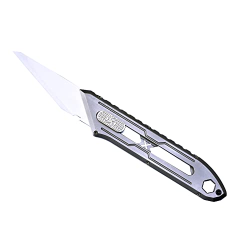 Titanium Utility Knife Garden Grafting Cutter Knife Handmade Knife Edc Knife, Retractable Box Cutter Blade Replaceable Knife (Titanium-silver)