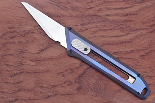 Titanium Utility Knife Garden Grafting Cutter Knife Handmade Knife Edc Knife, Retractable Box Cutter Blade Replaceable Knife (Titanium-silver)