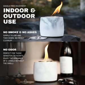 Project52 White Marble Tabletop Fire Pit Bowl - Indoor Outdoor Fire Pit Table Top - Indoor Fire Pit Bowl - Indoor S'Mores Maker - Mini Fire Pit for Table - Mini Smores Fire Pit