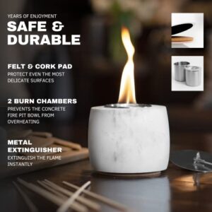 Project52 White Marble Tabletop Fire Pit Bowl - Indoor Outdoor Fire Pit Table Top - Indoor Fire Pit Bowl - Indoor S'Mores Maker - Mini Fire Pit for Table - Mini Smores Fire Pit