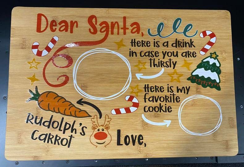 Personalized Santa Cookie Serving Tray/Cutting Board Full Color (13.75" x 9.75" w/Handle)