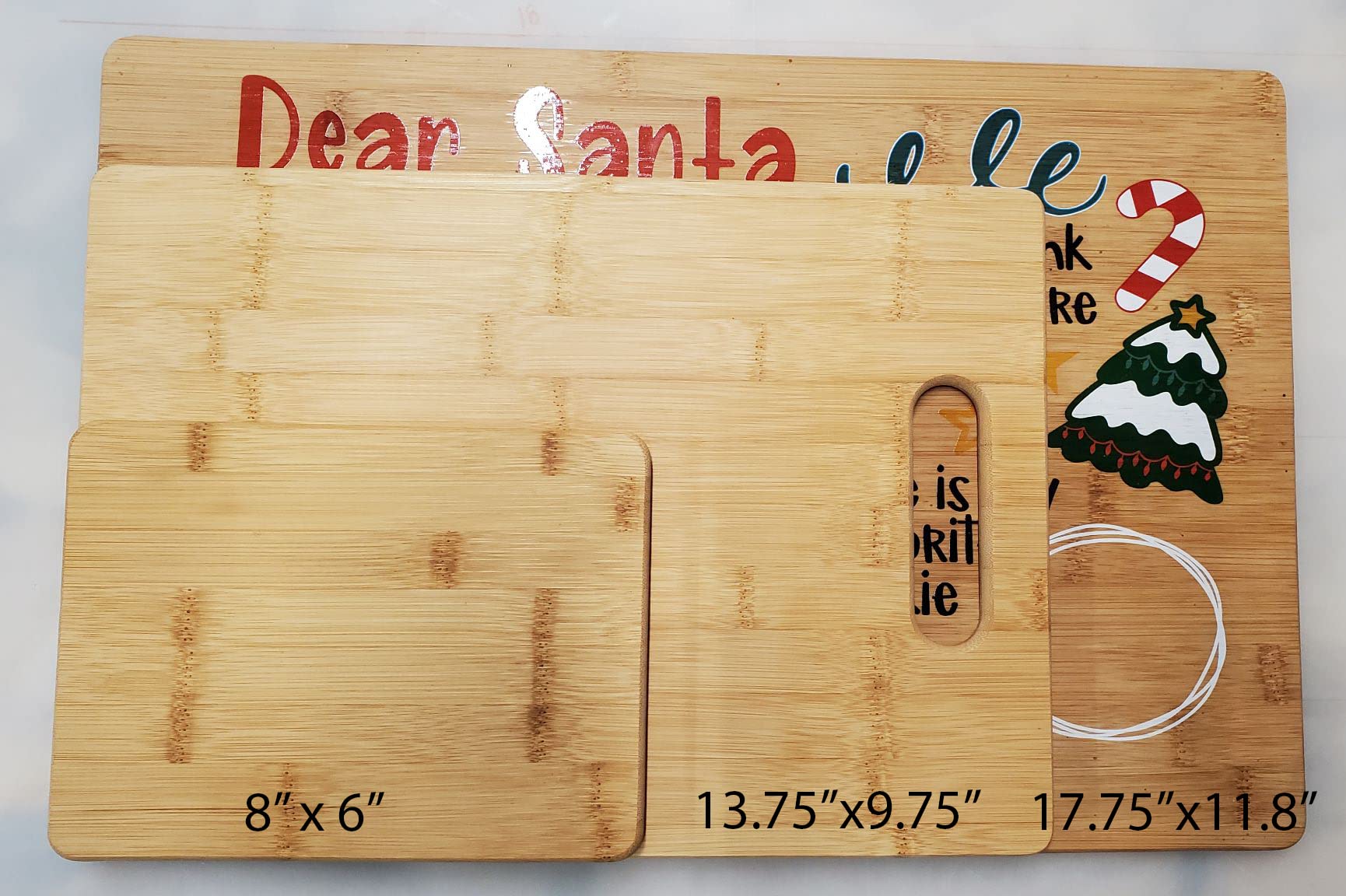 Personalized Santa Cookie Serving Tray/Cutting Board Full Color (13.75" x 9.75" w/Handle)