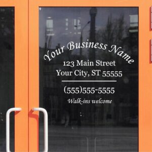 Commercial Business Store Name Address Fully Custom Personalized Glass Door Window Storefront Professional Sign Decal Stencil Van Truck Professional