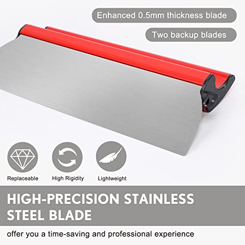 Crystmetal Drywall Skimming Blade Set 16" /24" Blades + 32"-80" Extension Handle + Arc Scraper, Wall-Board with enhanced 0.5mm Stainless Steel Knife