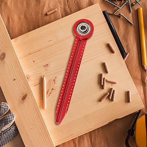 Fixed-point Marking Gauge, 360° Rotating Woodworking Compass Scribe Gauge Center Finder Ruler Adjustable Arc Drawing Ruler Aluminum Alloy Circular Drawing Tool Adjustable Drawing Circle Ruler