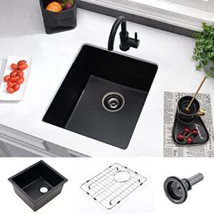 17 inch black bar sink undermount - vasoyo 17"x19" black undermount wet bar prep kitchen sink dual mount granite undermount kitchen sink single bowl quartz sink small bar sink rv sink