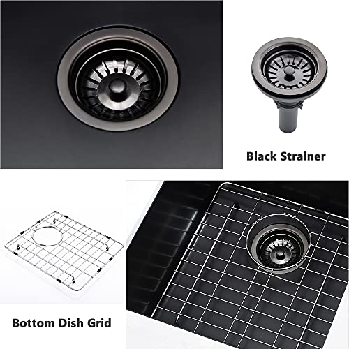 17 Inch Black Bar Sink Undermount - VASOYO 17"x19" Black Undermount Wet Bar Prep Kitchen Sink Dual Mount Granite Undermount Kitchen Sink Single Bowl Quartz Sink Small Bar Sink Rv Sink