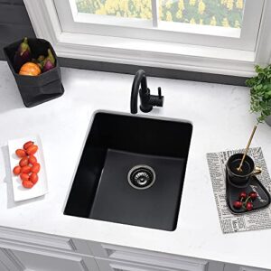 17 Inch Black Bar Sink Undermount - VASOYO 17"x19" Black Undermount Wet Bar Prep Kitchen Sink Dual Mount Granite Undermount Kitchen Sink Single Bowl Quartz Sink Small Bar Sink Rv Sink