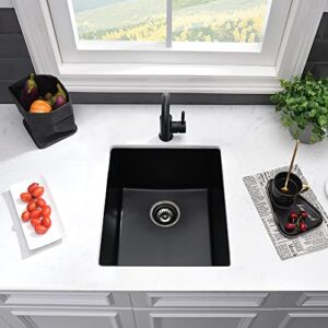 17 Inch Black Bar Sink Undermount - VASOYO 17"x19" Black Undermount Wet Bar Prep Kitchen Sink Dual Mount Granite Undermount Kitchen Sink Single Bowl Quartz Sink Small Bar Sink Rv Sink