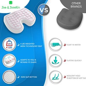 Joe & JoseRin Hot Tub Booster Seat, Non-Slip Weighted Spa Pillow for Adults, Quick Dry Bathtub Cushion for Outdoor Indoor Bath, Bathroom Hot Tub Massage Accessories with Washable 3D Air Mesh Cover