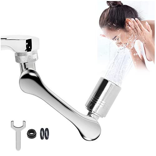 Faucet Extender Aerator Universal 1080 Rotation Faucet Sink Sprayer Attachment Swivel Robotic Arm Faucet Adapter for Kitchen Bathroom Laundry, 2 Water Outlet Modes