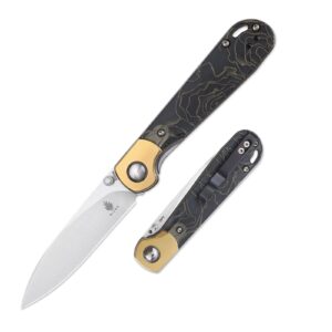 kizer ppy edc knife 3.27 inches s35vn blade pocket knie brass and raffir handle folding knives ki3587a1