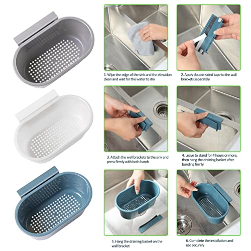 MISNODE 2 PCS Kitchen Sink Drain Basket Sink Drain Basket 7x4x3 inches PP Sink Food Catcher Sink Strainer for Kitchen Filter Food Store Sponges Dishwashing Brushes Soap