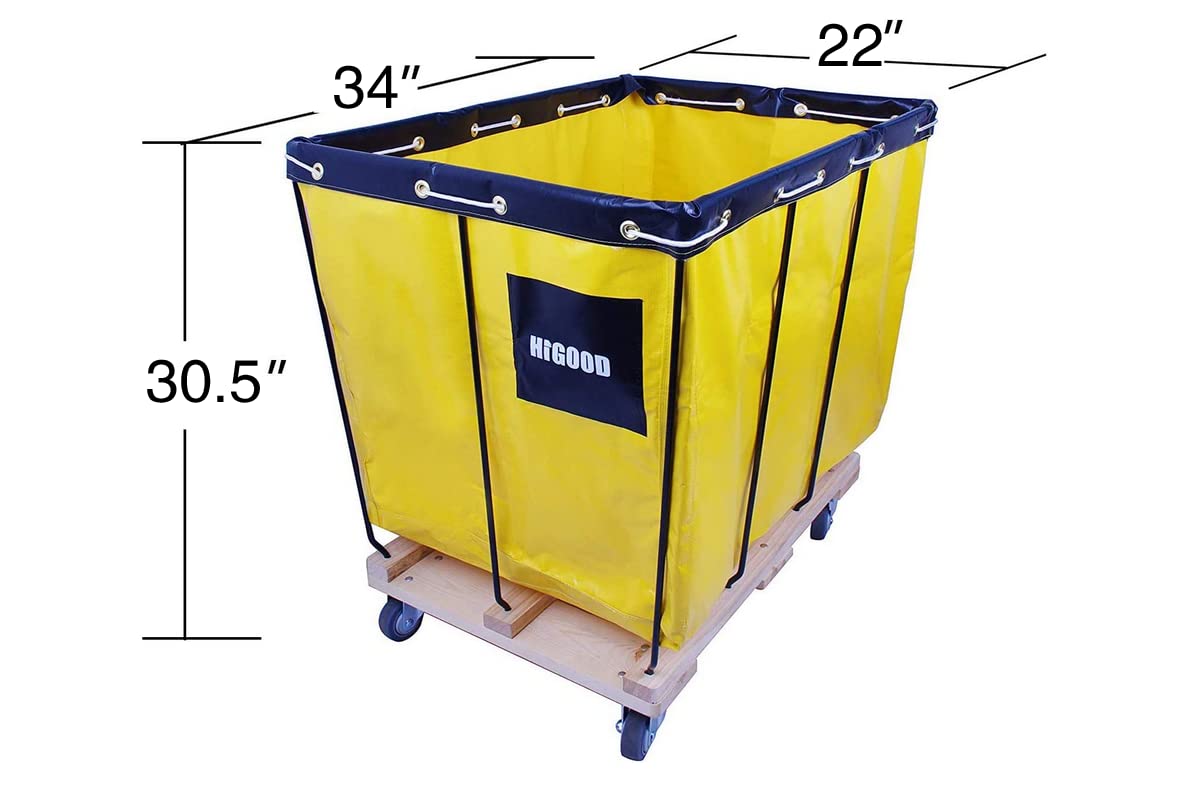 HIGOOD Basket Trucks,Service Carts Yellow 8 Bushel Knock Down Truck,Carts, 10.0 cu. ft, 400 lb, 34" L X 22" W X 30.5" H Capacity