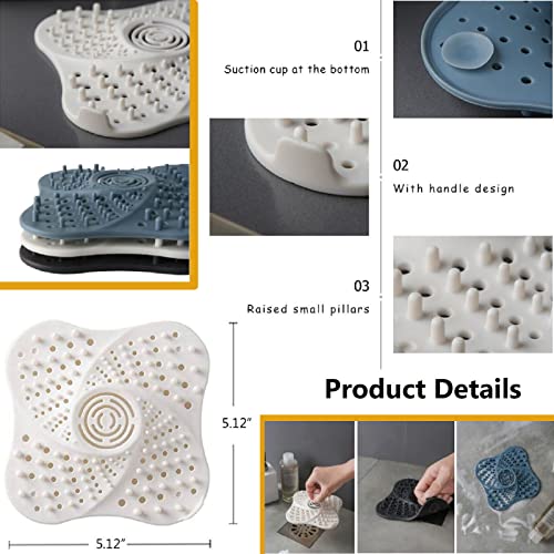 Shower Drain Filter Hair Catcher,Sauqre Bathroom Drain Cover Silicone Hair Stopper Shower Sink Strainer with Suction Cup,Easy to Install and Clean, Suit for Bathroom Bathtub and Kitchen 3PCS