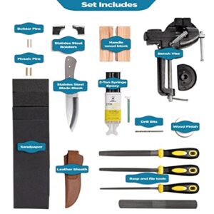 Knife Making Kit DIY Gift for Men - Gift Set, Complete Tools, & Accessories to Make Knife, Stainless Steel Bushcraft Blade, Beginners Guide, Husband Boyfriend Dad Handwork Hobbies, Gift for Him