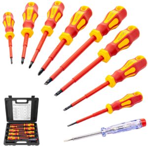 bilitools insulated screwdriver set, 1000v electrical screwdriver insulated vde tools for electrician magnetic phillips slotted pozidriv tips