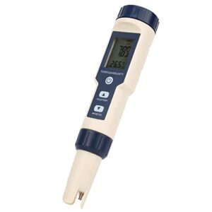 Temperature Multifunctional，High Precision Meter, Water Tester for Drinking Water Aquariums Swimming Pools and 5 in 1 Digital Water Tester for Ph Ec Tds Salinity