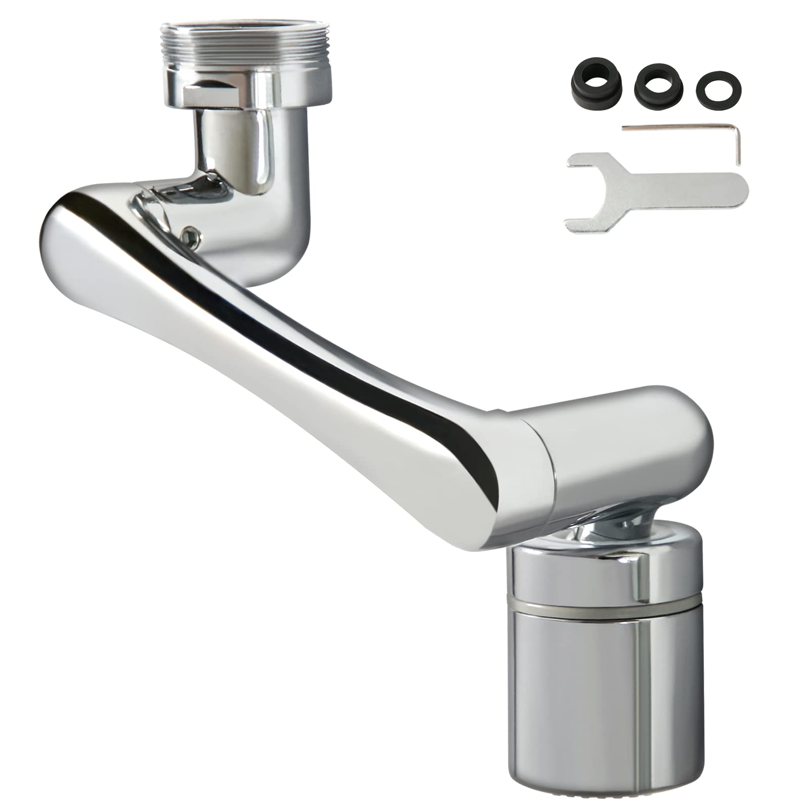 Upgraded 1440° Faucet Extender/Faucet Aerator, 1080+360 Degree Large Angle Rotatable Multifunctional Extension Faucet Adapter, Universal Faucet Sprayer Attachment, Sink Sprayer for Kitchen/Bathroom