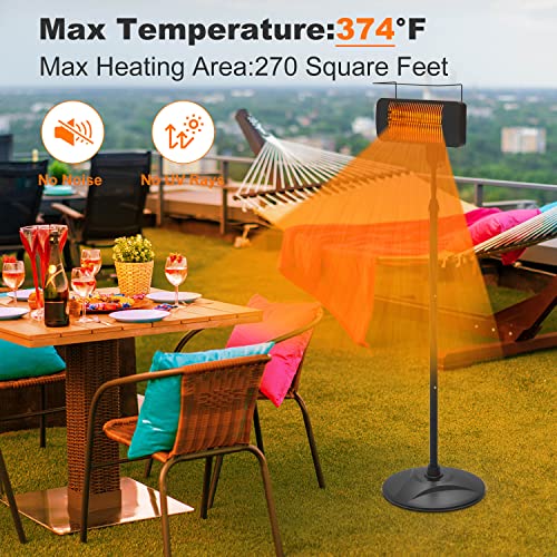 Patio Heater Garage 1500W Heater-Outdoor With 3 Modes Fast Heating, Electric Heaters Wall-Mounted/Standing Height & Angle Adjustable,Tip-Over & Overheat Protection,Garage, Backyard, Camping