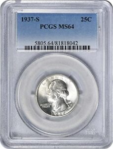 1937 s washington ddo quarter 1-o-v pcgs ms64