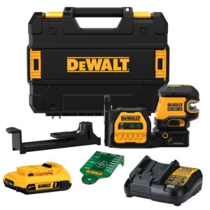 dewalt 20v/12v max laser level kit, cross line laser and 2 spot laser, green (dcle34220g)