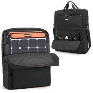 hodrant solar panel storage bag compatible with jackery solarsaga 100w 100x 200w, padded travel carrying case for 2 battery panels, double-layer solar panel carrier with shoulder strap, patent design