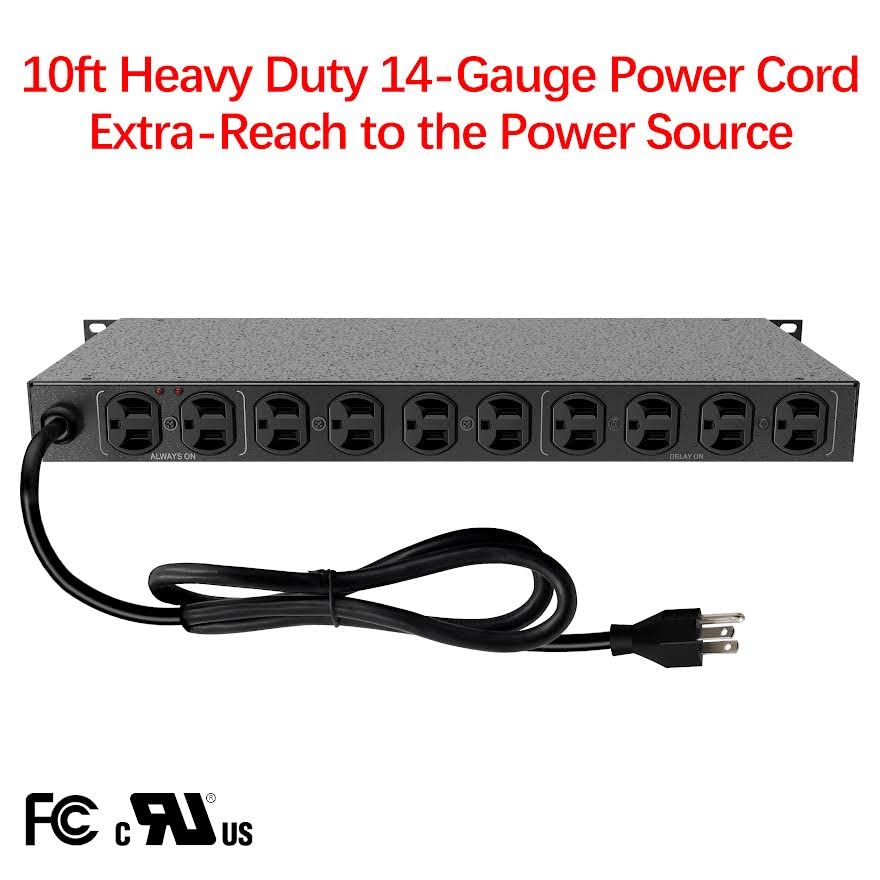 Clear Power 11-Outlet 2160J Rackmount Surge Protector PDU w/LED Lights & 10ft Cord, CPPDU511